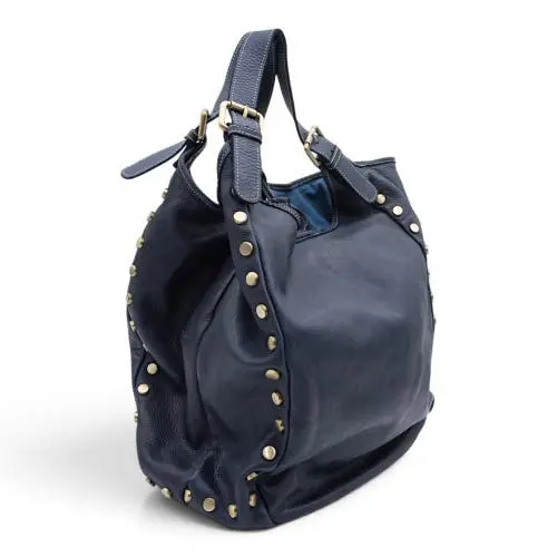 BOLSA NOVA Slouchy Studded Tote - Navy