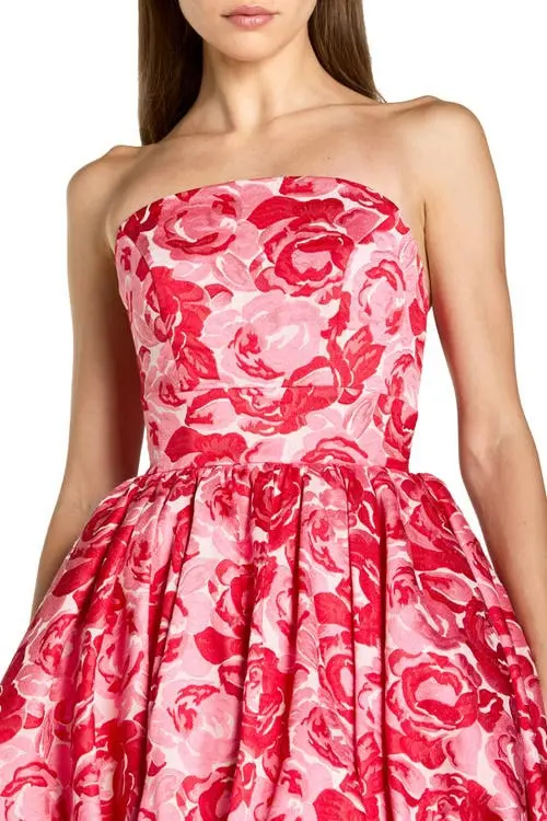 Mac Duggal Strapless Floral Brocade Ballgown