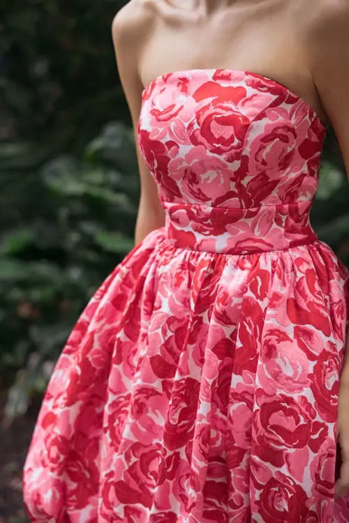 Mac Duggal Strapless Floral Brocade Ballgown