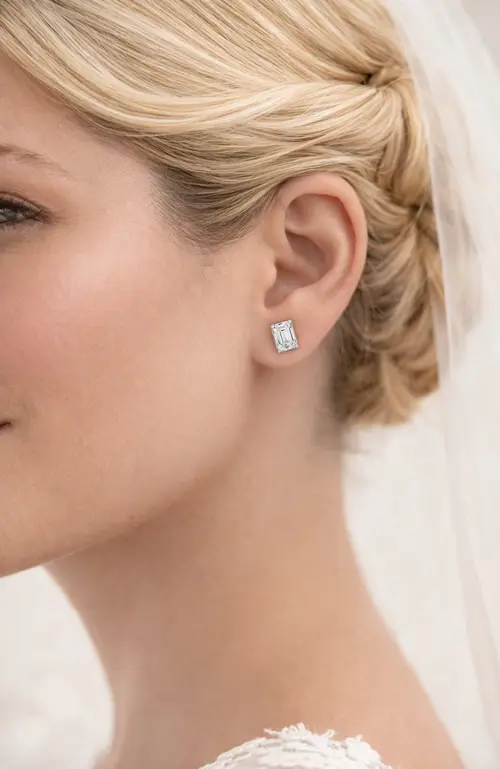 DLORIA Valentina Moissanite Stud Earrings - Silver
