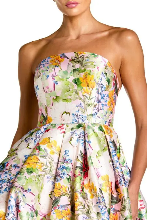 Mac Duggal Floral High-low Bubble Hem Gown