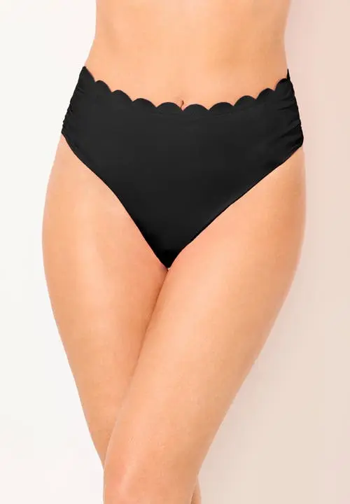 SWIMSUITS FOR ALL Scallop Trim Swim Brief - Black