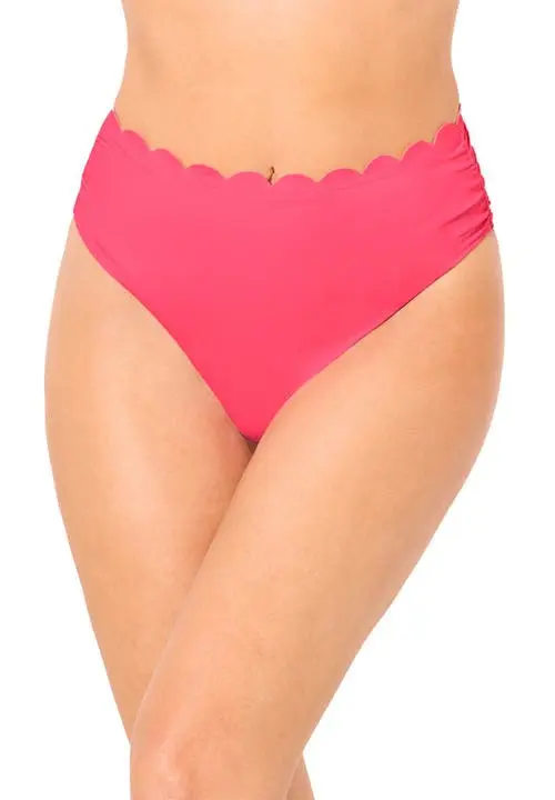 SWIMSUITS FOR ALL Scallop Trim Swim Brief - Coral Pink