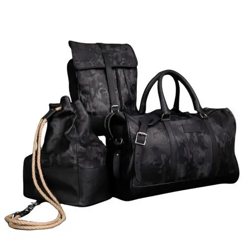 PRINCE OF SCOTS Wanderlust Leather Duffle Bag - Grey Camo