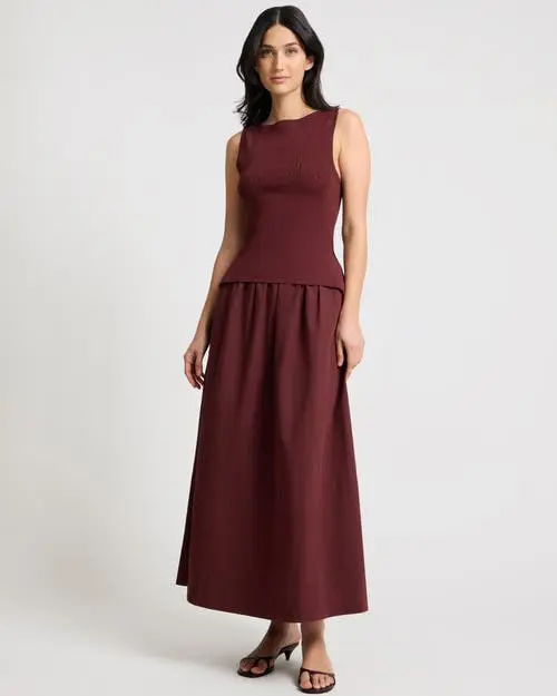 Onia Boatneck Mix Media Dress - Dark Cherry