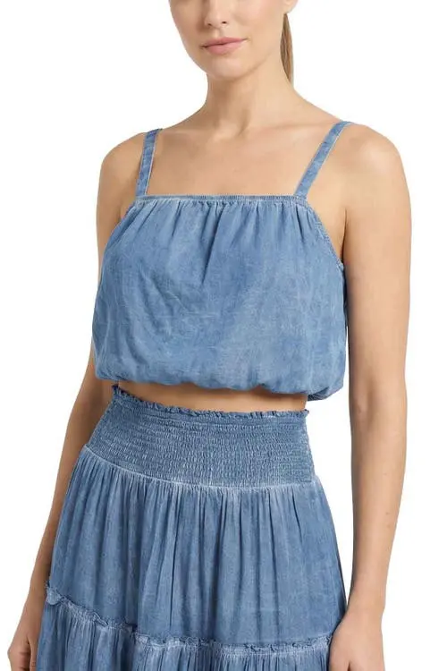 CHANGE OF SCENERY Bubble Hem Cami Top - Stonewash