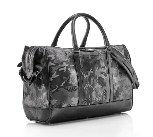 PRINCE OF SCOTS Wanderlust Leather Weekender - Grey Camo