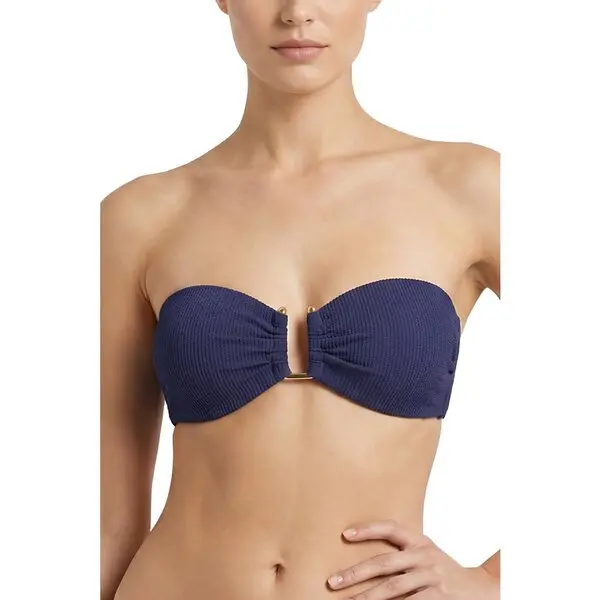 CHANGE OF SCENERY Gina Bandeau Bikini Top - Navy Texture