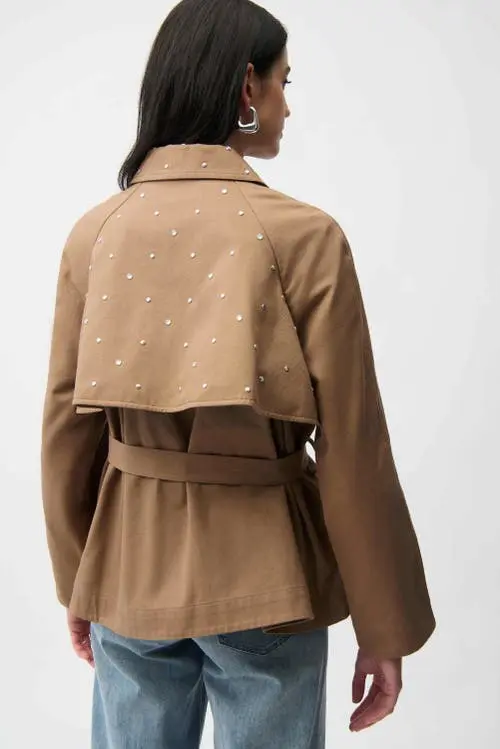 Joseph Ribkoff Cotton Twill Short Trench - Tiger's Eye