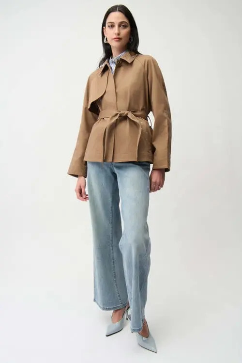 Joseph Ribkoff Cotton Twill Short Trench - Tiger's Eye