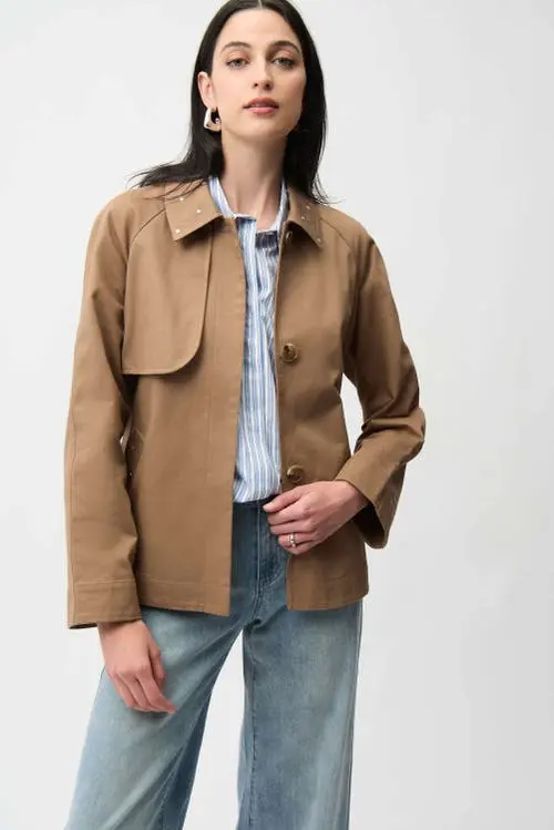 Joseph Ribkoff Cotton Twill Short Trench - Tiger's Eye