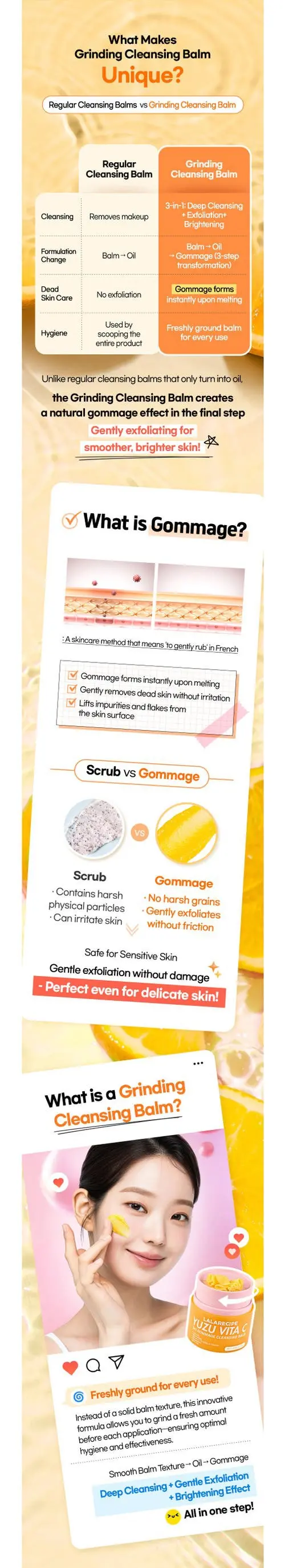LALA RECIPE Yuzu Vita C 3-in-1 Gommage Cleansing Balm