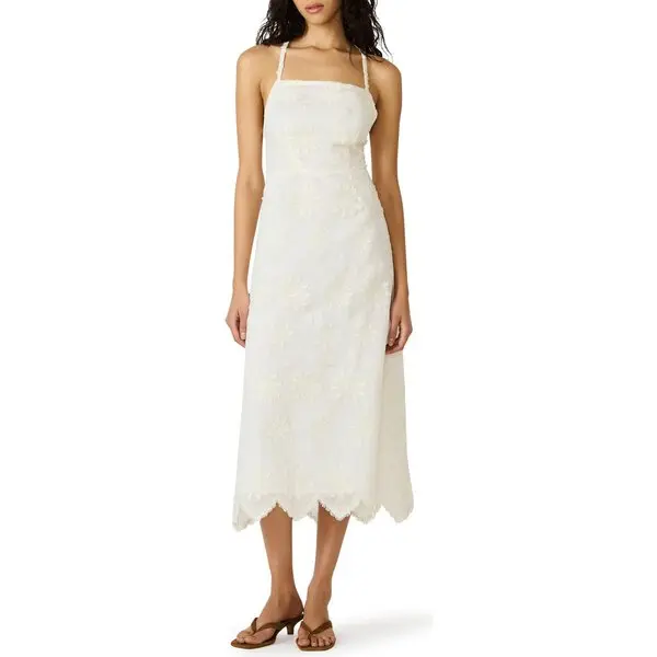 Steve Madden Riyan Embroidered Sleeveless Midi Dress - Cream