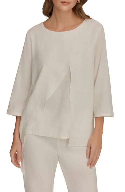 Donna Karan New York Overlap Wrap Front Top - Cream