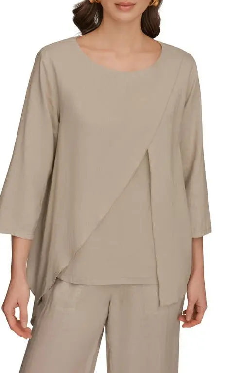 Donna Karan New York Overlap Wrap Front Top - Tuscan Gre