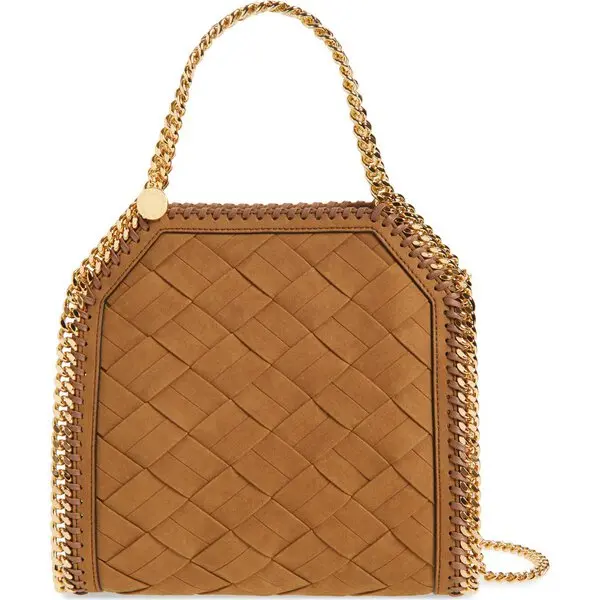Stella McCartney Mini Falabella Woven Crossbody Bag - Brandy