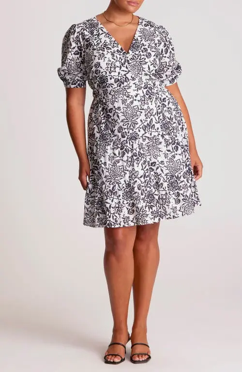 ESTELLE Floral Cotton Eyelet Dress - Black/milk