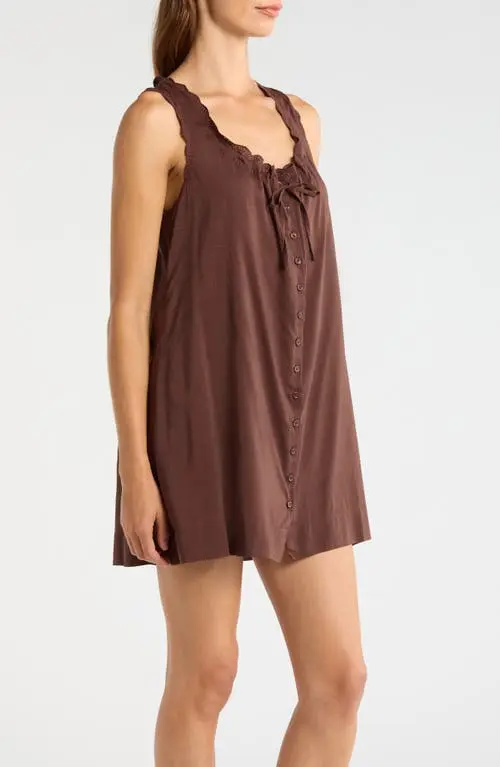 REFORMATION Eyelet Trim Organic Cotton Blend Nightgown - Cafe