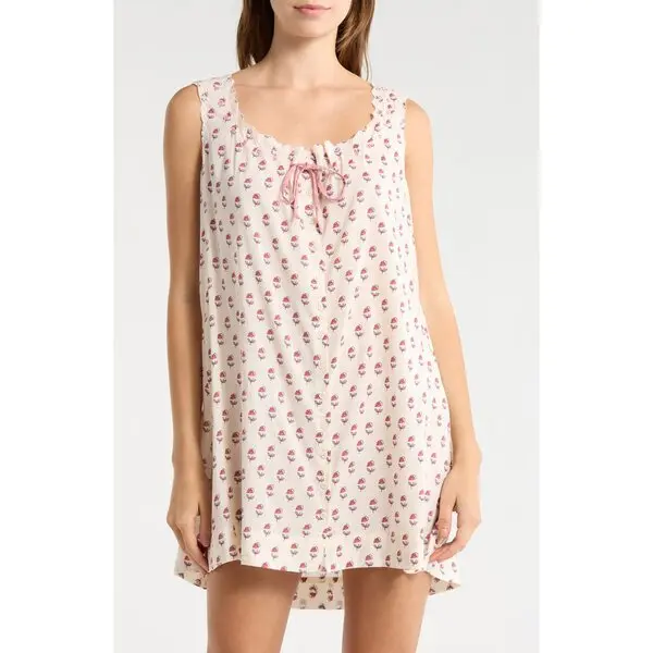 REFORMATION Eyelet Trim Organic Cotton Blend Nightgown - Laurel Canyon