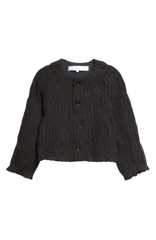 Tao Comme Des Garçons Yarn Dyed Shirred Crop Jacket - Black