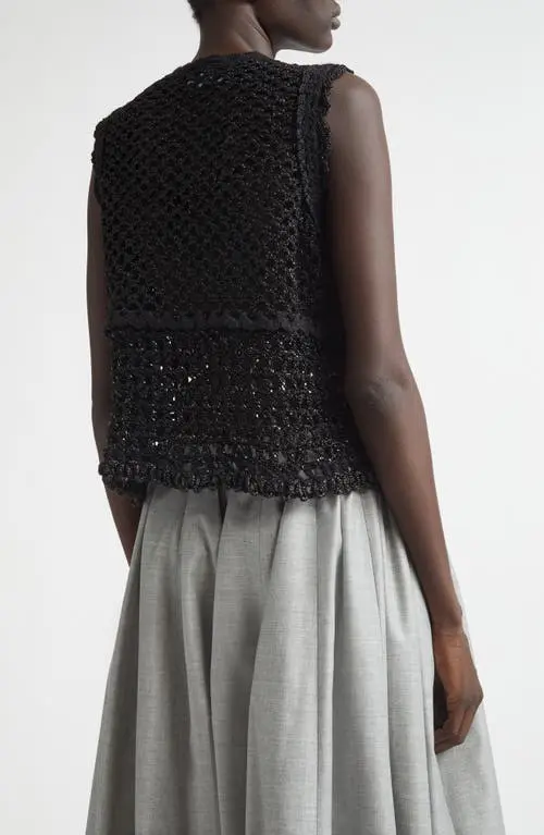 Tao Comme Des Garçons Crochet Flower Mesh Tank - Black