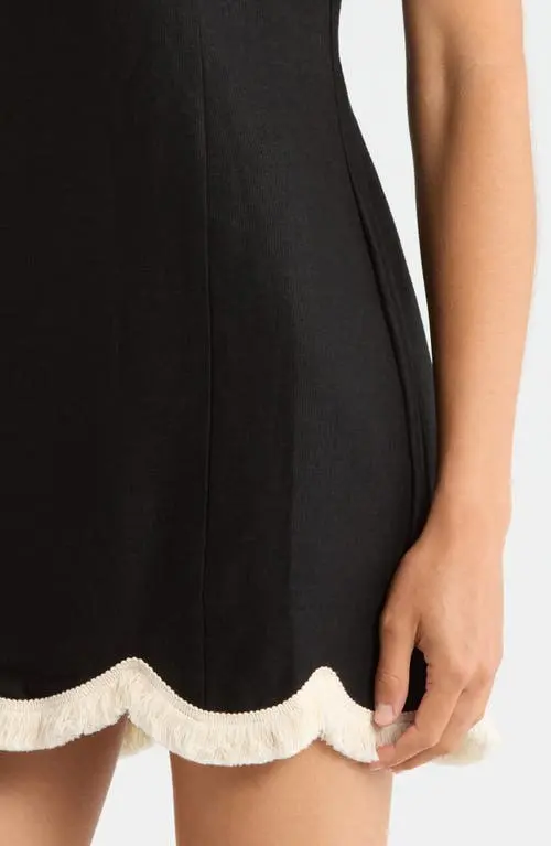 WAYF Encore Fray Scallop Hem Mini Dress