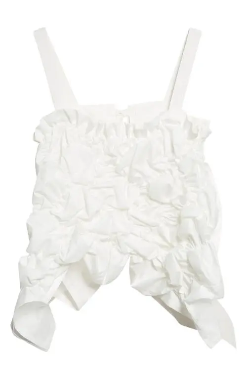 Tao Comme Des Garçons Gathered Tumbled Cotton & Tulle Corset Top - White