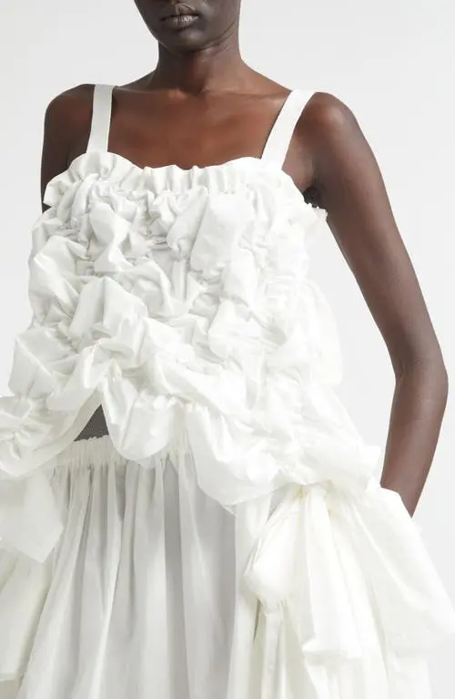 Tao Comme Des Garçons Gathered Tumbled Cotton & Tulle Corset Top