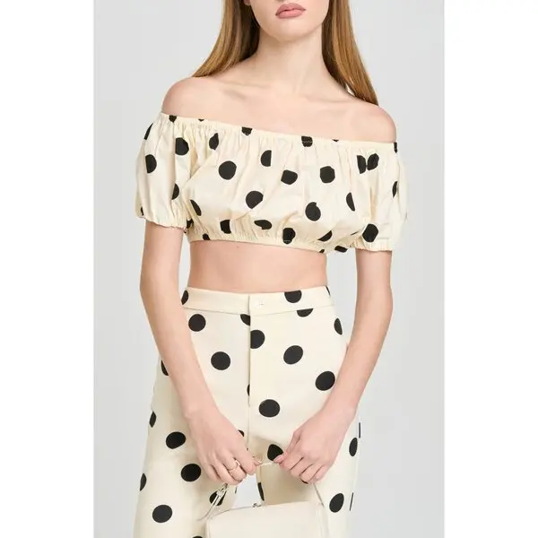 WAYF Polka Dot Crop Top - Ant Ivory Polka Dot