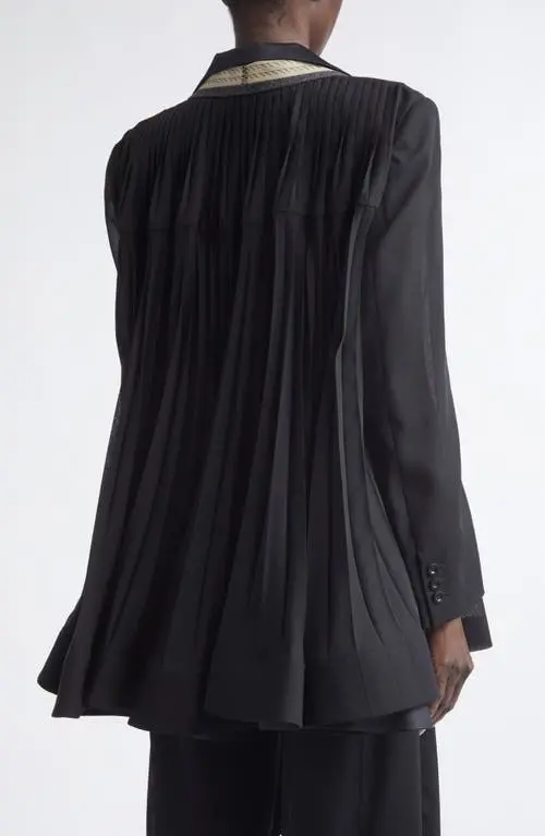 Sacai Mixed Media Suiting & Organza Jacket With Bib Inset
