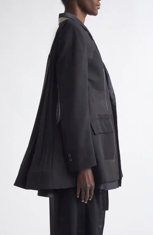 Sacai Mixed Media Suiting & Organza Jacket With Bib Inset