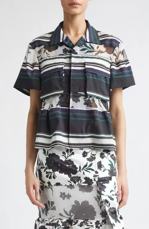 Sacai Pattern Mix Short Sleeve Shirt - White Multi