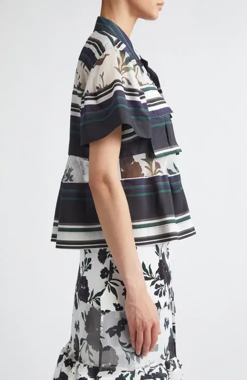 Sacai Pattern Mix Short Sleeve Shirt - White Multi
