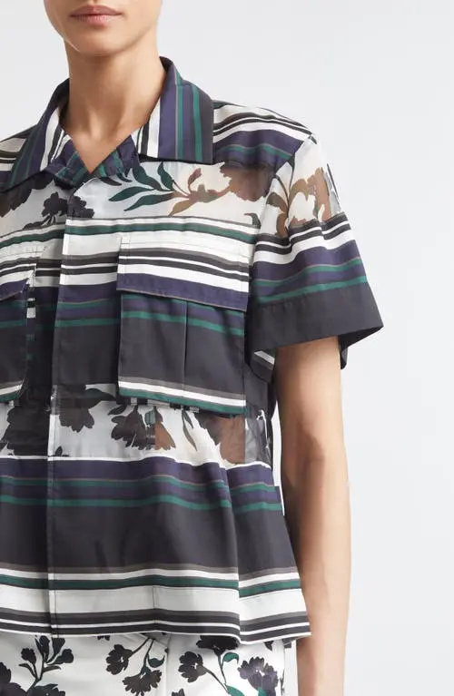 Sacai Pattern Mix Short Sleeve Shirt - White Multi