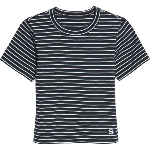 Sacai Stripe Rib Cotton T-shirt - Black