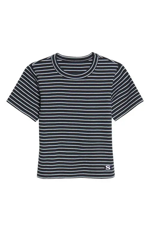 Sacai Stripe Rib Cotton T-shirt - Black