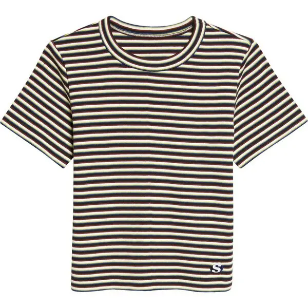 Sacai Stripe Rib Cotton T-shirt - Yellow