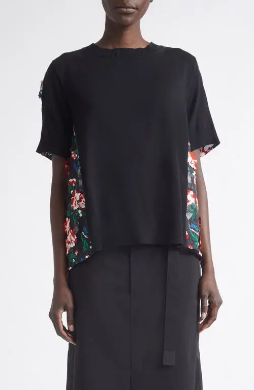 Sacai Mixed Media Embroidered Pullover Sweater