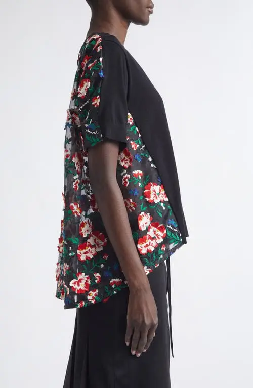 Sacai Mixed Media Embroidered Pullover Sweater