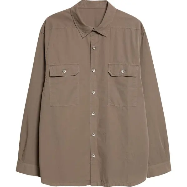 Rick Owens Jumbo Cotton Button-up Overshirt - Dust