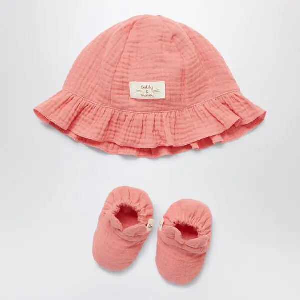 TEDDY & MINOU Hat And Booties Set - Pink