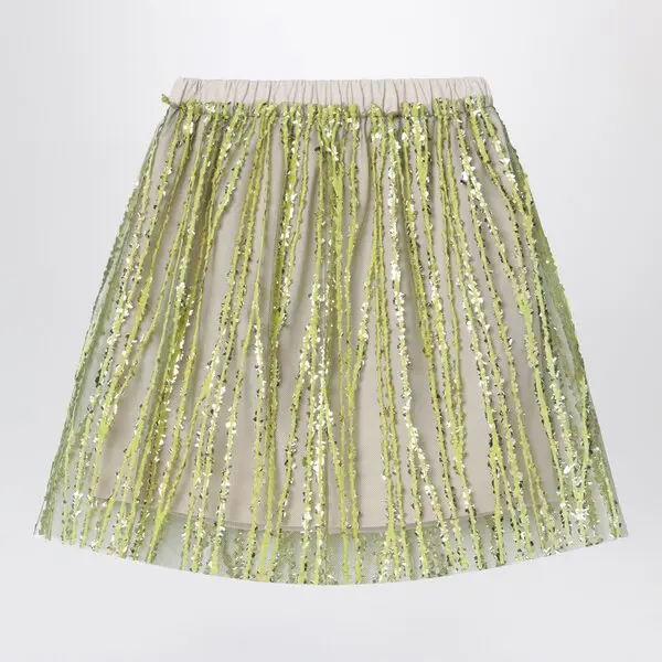 DOUUOD Tulle Skirt With Embroidery - Yellow