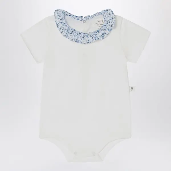 TEDDY & MINOU Romper With Liberty Fabric Collar - White