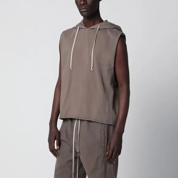 Rick Owens Hooded Tunic Cotton Hooded Top - Beige