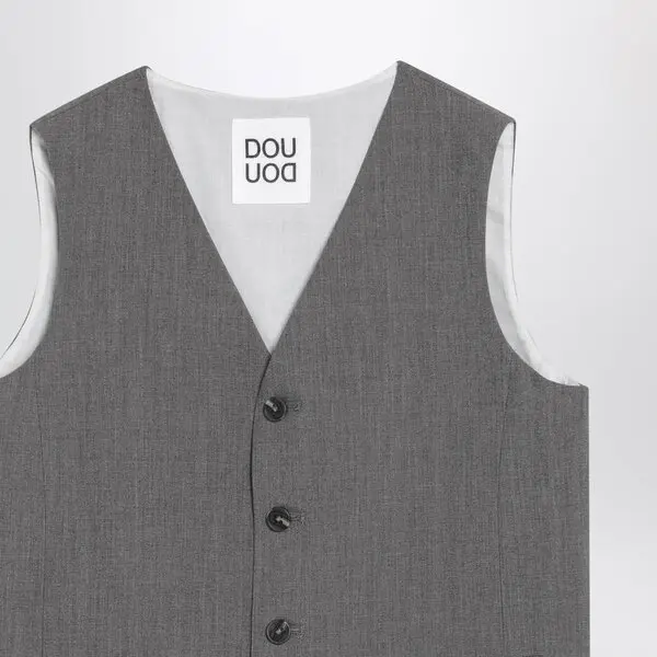 DOUUOD Single-breasted Viscose Blend Vest