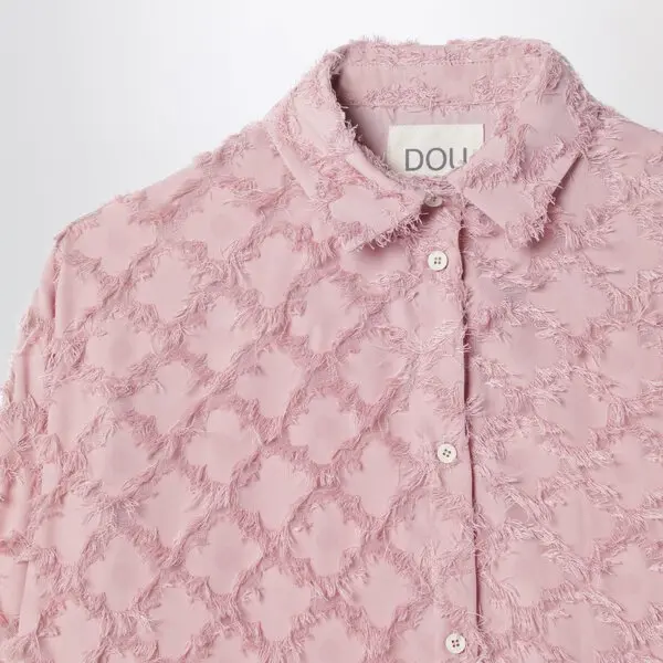 DOUUOD Check Patterned Fringe Shirt