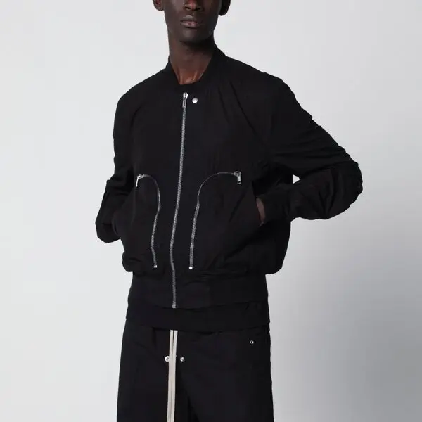 Rick Owens Bauhaus Flight Ribbed Bomber Jacket - Black