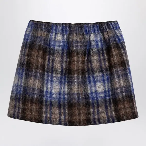 DOUUOD Checked Wool-blend Skirt