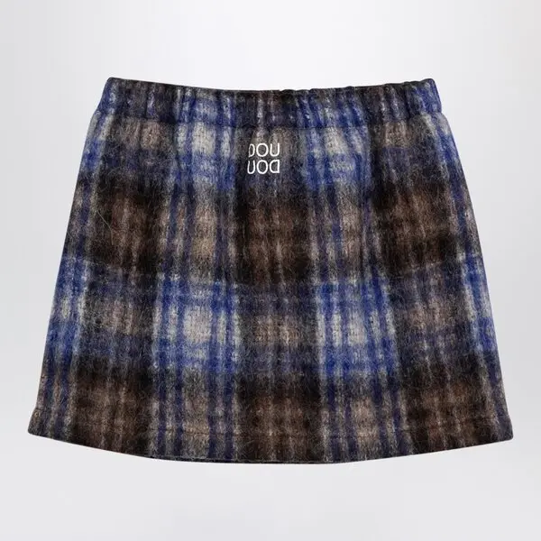 DOUUOD Checked Wool-blend Skirt