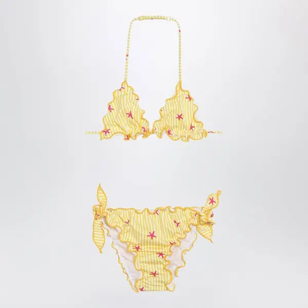 MC2 SAINT BARTH Striped Bikini With Starfish - Yellow
